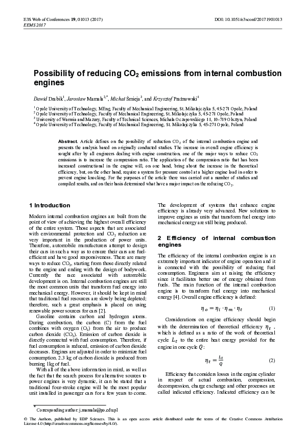 (PDF) Possibility of reducing CO2 emissions from internal combustion ...