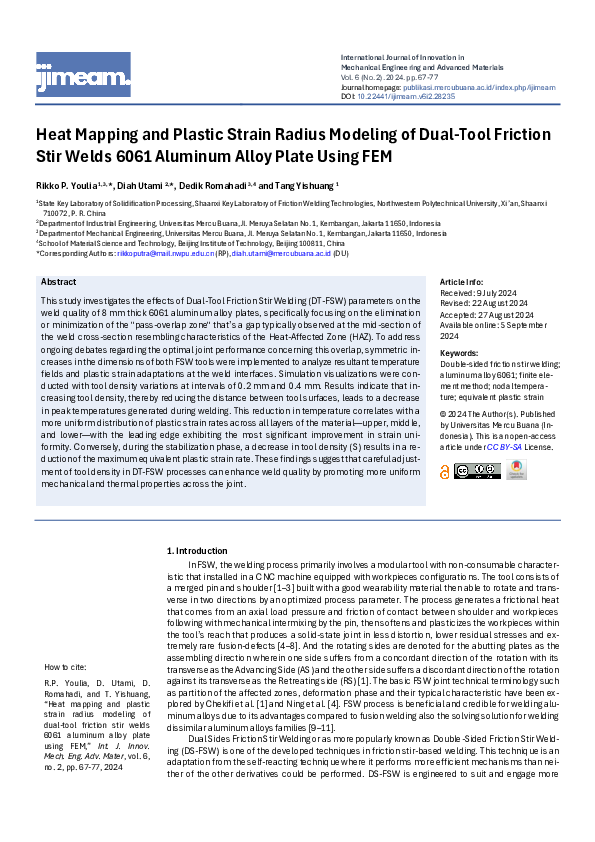 (PDF) Heat Mapping and Plastic Strain Radius Modeling of Dual-Tool ...