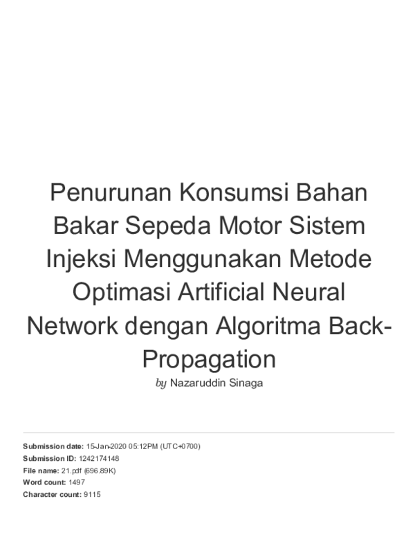 (PDF) Penurunan konsumsi bahan bakar sepeda motor sistem injeksi menggunakan metode optimasi ...