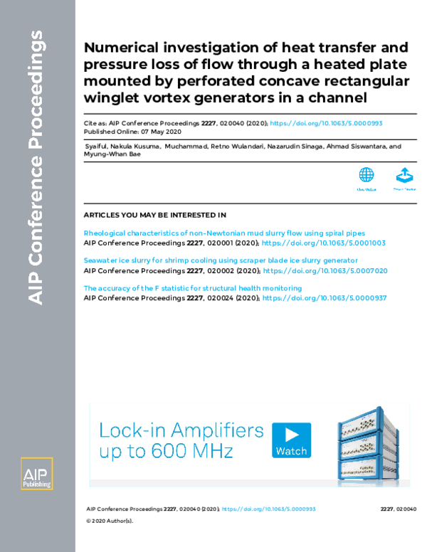 (PDF) Numerical investigation of heat transfer and pressure loss of ...