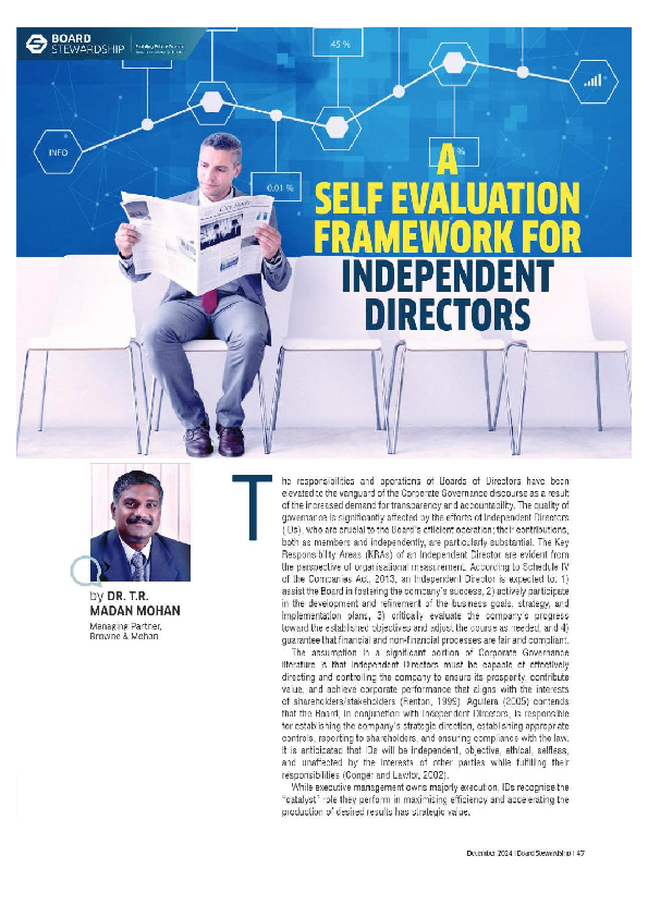 (PDF) A self evaluation framework for Independent directors