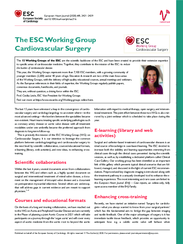 (PDF) The ESC Working Group Cardiovascular Surgery