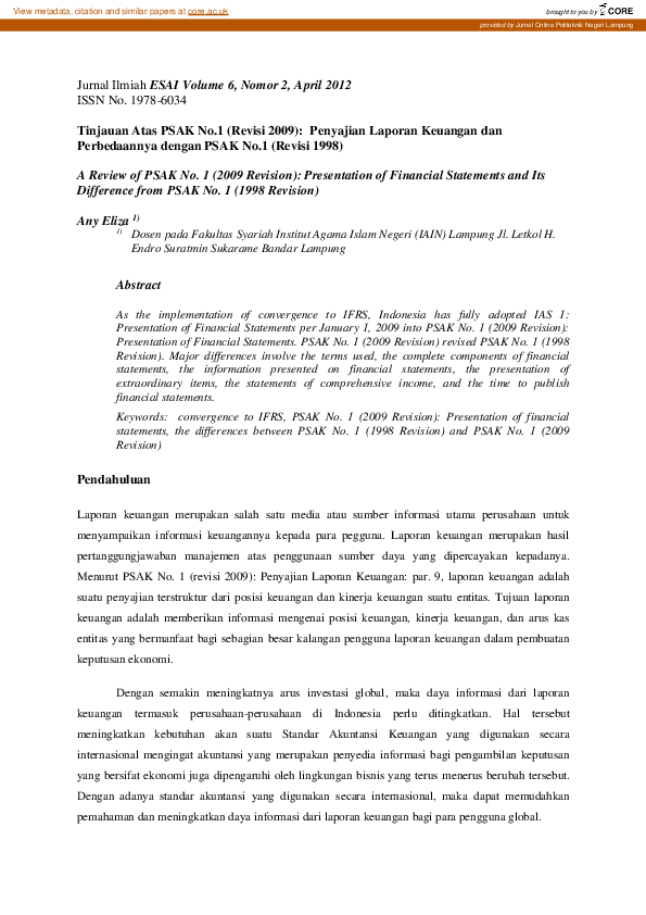 (PDF) A Review of PSAK No. 1 (2009 Revision): Presentation of Financial ...