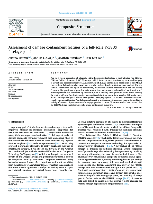 (PDF) Assessment of damage containment features of a full-scale PRSEUS ...
