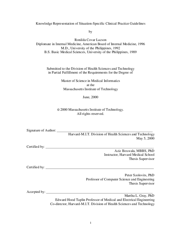 (PDF) Knowledge Representation of Situation-Specific Clinical Practice Guidelines