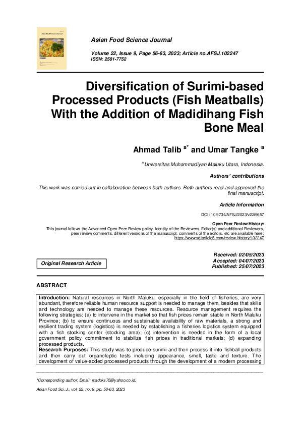 (PDF) Diversification of Surimi-based Processed Products (Fish ...
