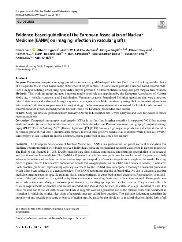 (PDF) Evidence-based guideline of the European Association of Nuclear ...