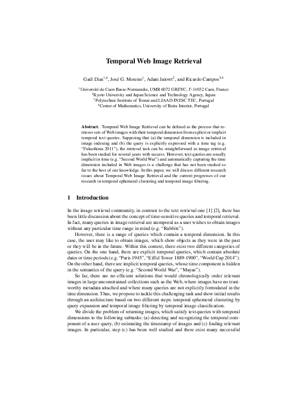 (PDF) Temporal Web Image Retrieval