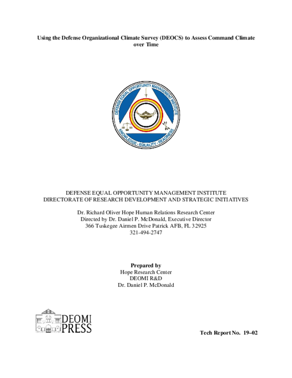 (PDF) Using the Defense Organizational Climate Survey (DEOCS) to Assess ...