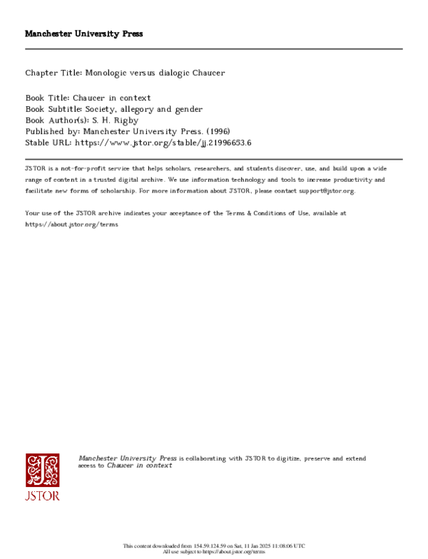 (PDF) Monologic versus Dialogic Chaucer