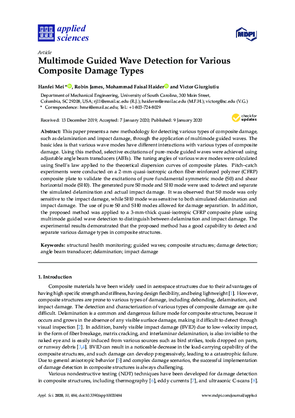(PDF) Multimode Guided Wave Detection for Various Composite Damage Types