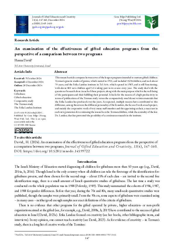 (PDF) An examination of the effectiveness of gifted education programs ...