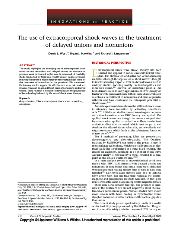 (PDF) The use of extracorporeal shock waves in the treatment of ...