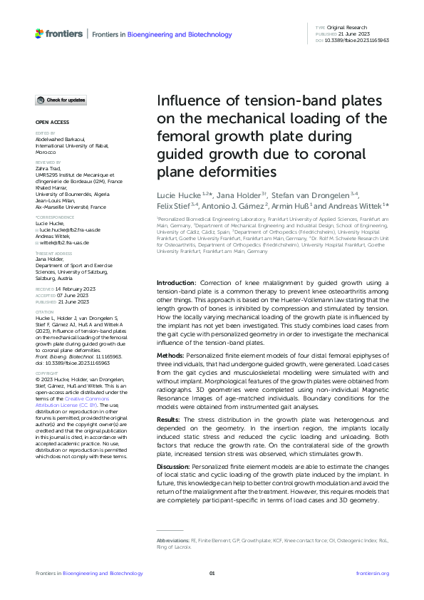 (PDF) Influence of tension-band plates on the mechanical loading of the ...