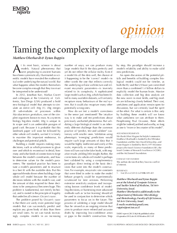 (PDF) Taming the complexity of large models