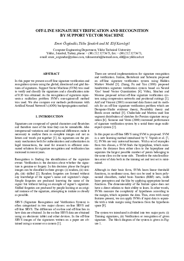 (PDF) Off-line signature verification and recognition: Neural network approach