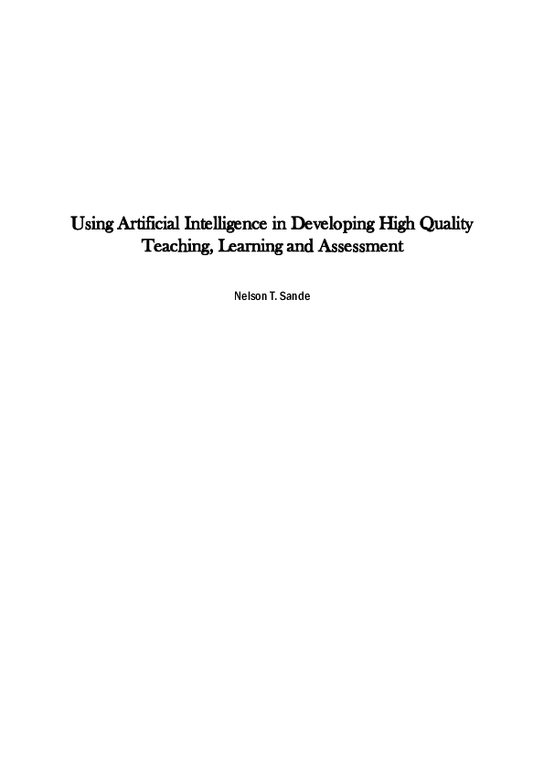 (PDF) Using Artificial Intelligence in Developing High Quality Teaching ...