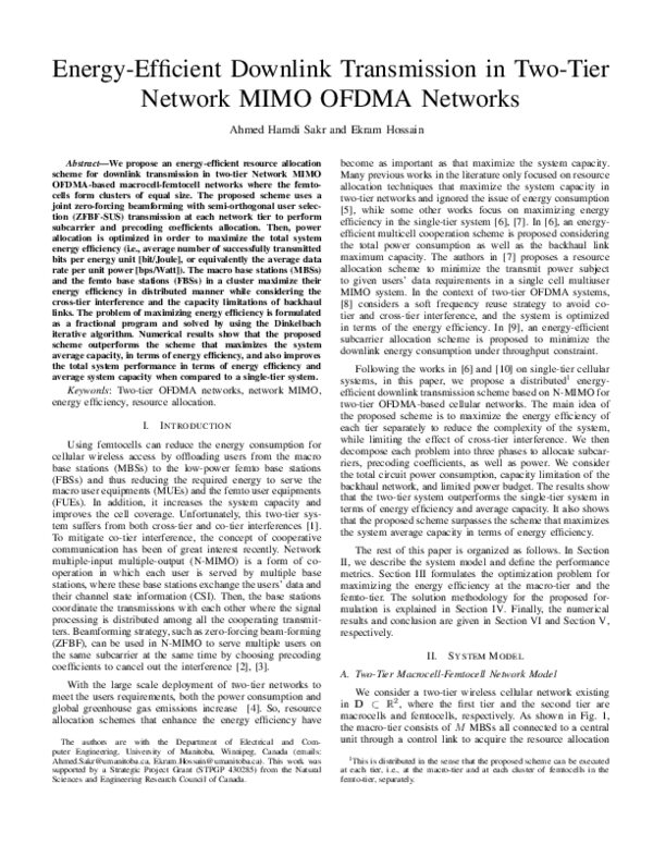 (PDF) Energy-efficient downlink transmission in two-tier network MIMO ...