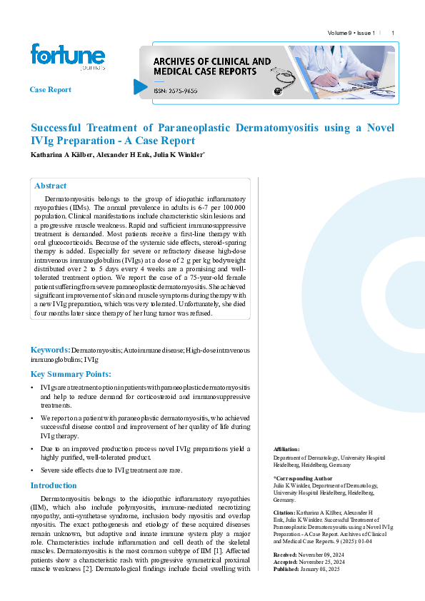 (PDF) Successful Treatment of Paraneoplastic Dermatomyositis using a ...
