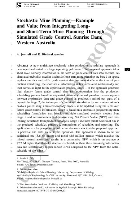 (PDF) Stochastic Mine Planning—Example and Value from Integrating Long ...