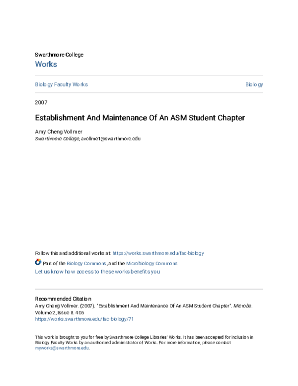 (PDF) Establishment And Maintenance Of An ASM Student Chapter