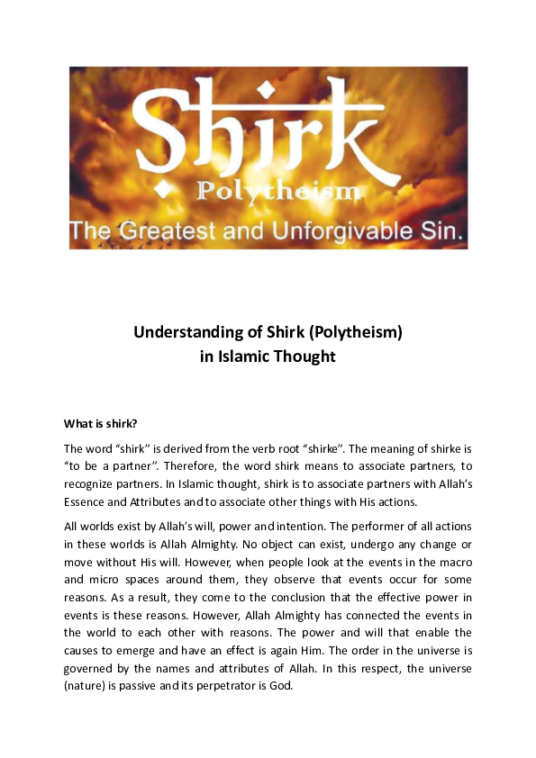 (PDF) Understanding of Shirk in Islamic Thought