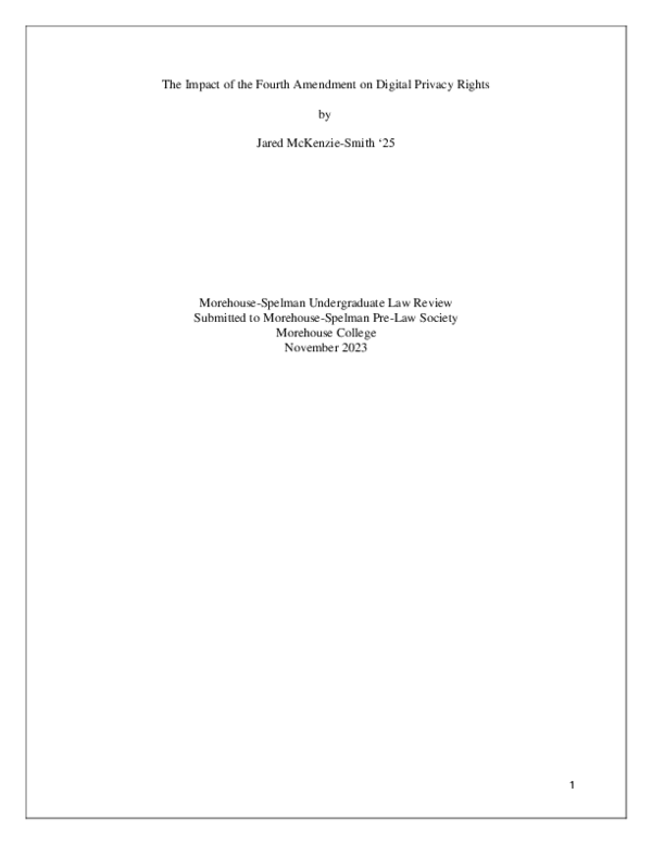 (PDF) The Impact of the Fourth Amendment on Digital Privacy Rights
