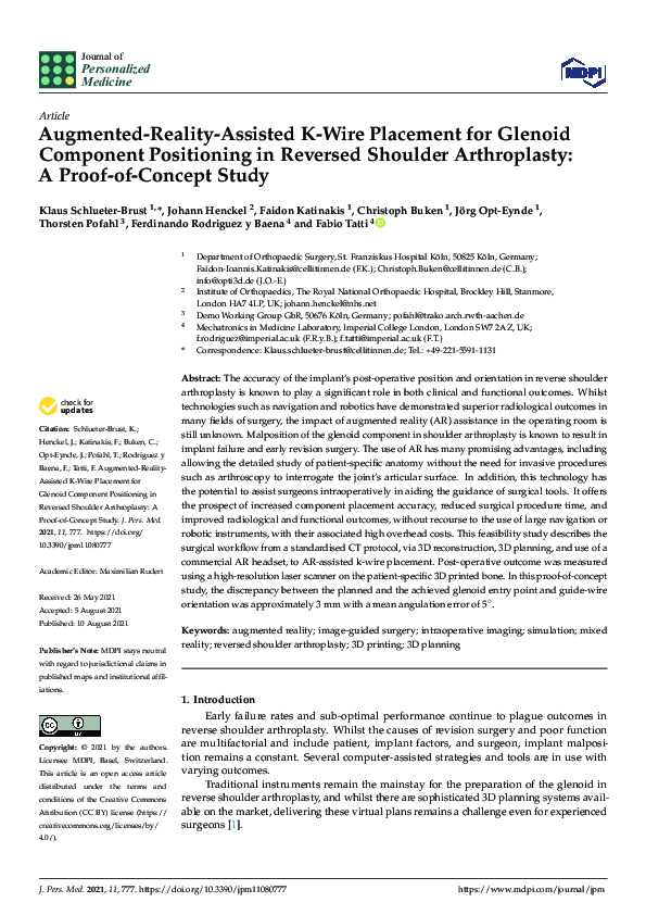(PDF) Augmented-Reality-Assisted K-Wire Placement for Glenoid Component ...