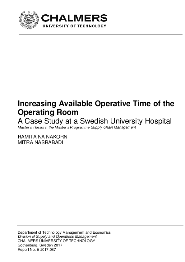 (PDF) Increasing available operative time of the operating room - A case study at a Swedish ...