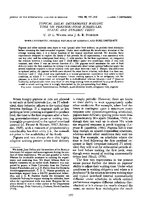Journal of the Experimental Analysis of Behavior Typical Delay ...