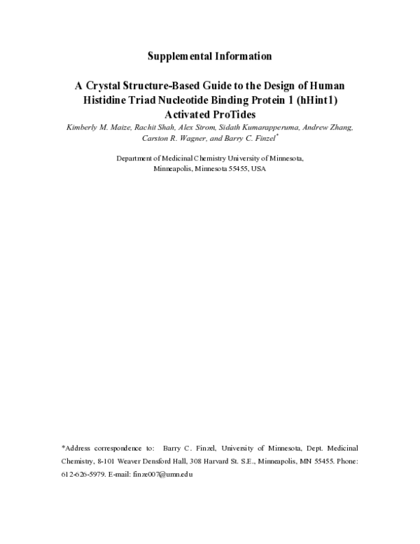 (PDF) A Crystal Structure Based Guide to the Design of Human Histidine Triad Nucleotide Binding ...