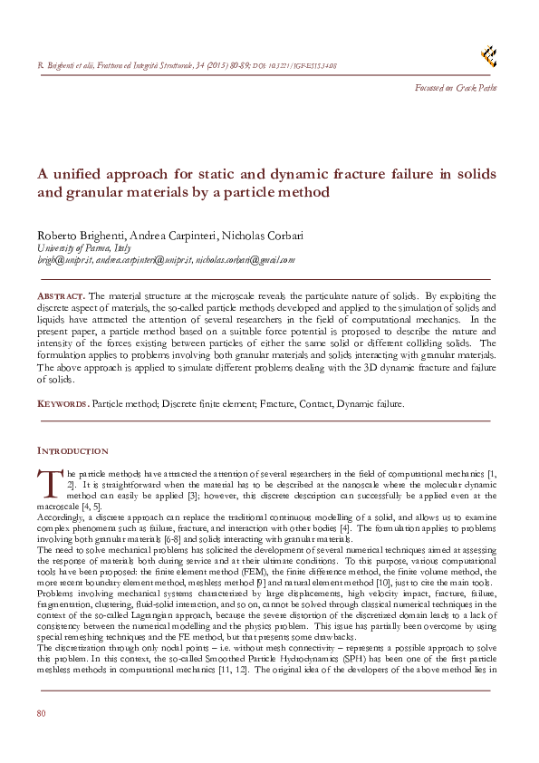 (PDF) A unified approach for static and dynamic fracture failure in solids and granular ...