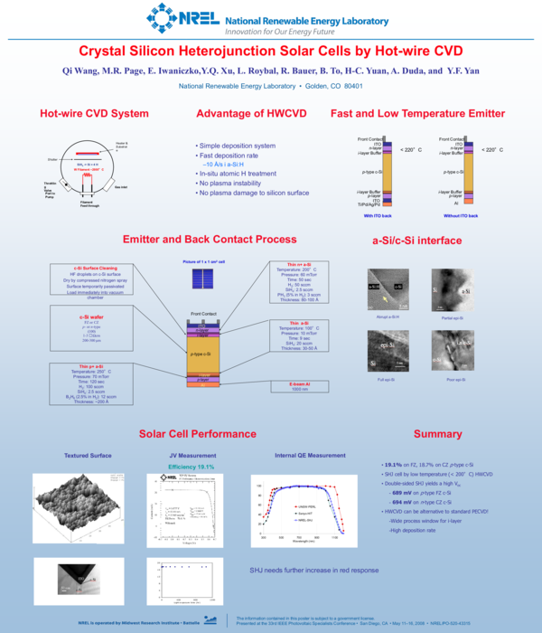 (PDF) Crystal Silicon Heterojunction Solar Cells by Hot-wire CVD ...