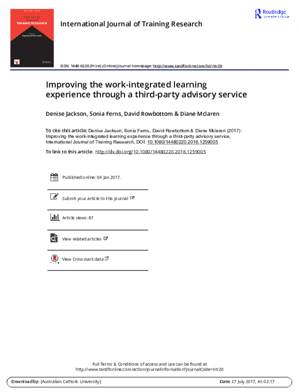 (PDF) Improving the Work Integrated Learning Experience through Mobile ...