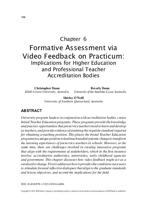 (PDF) Formative Assessment via Video Feedback on Practicum