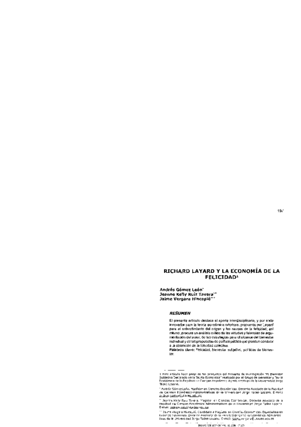 (PDF) Richard Layard y la Economía de la Felicidad