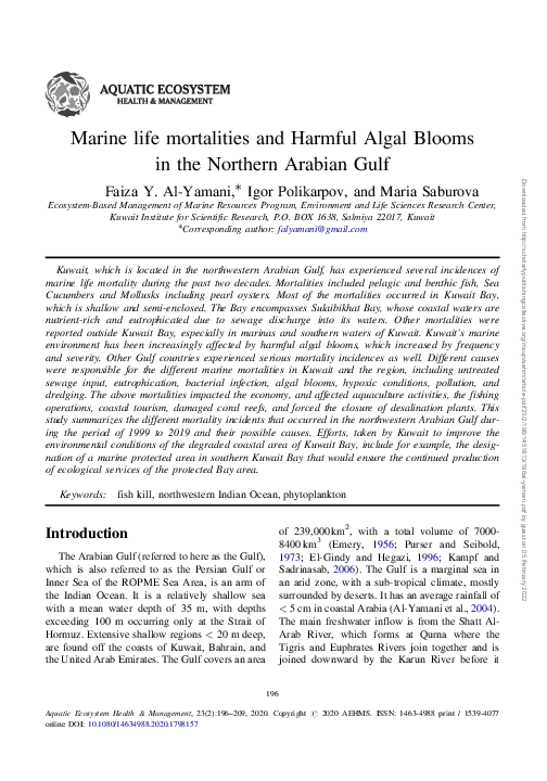 (PDF) Marine life mortalities and Harmful Algal Blooms in the Northern ...