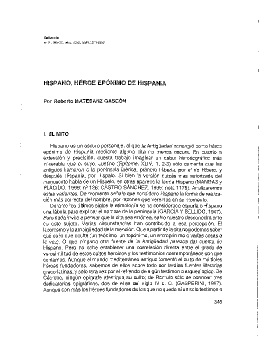 (PDF) Hispano, héroe epónimo de Hispania