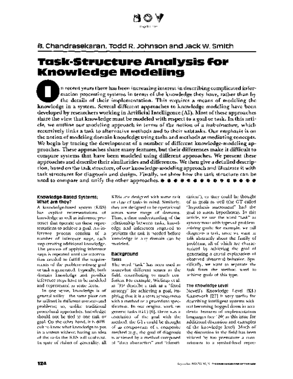 (PDF) Task-structure analysis for knowledge modeling