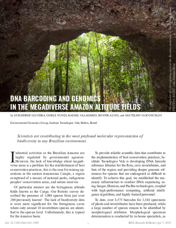 (PDF) DNA Barcoding and Genomics in the Megadiverse Amazon Altitude Fields