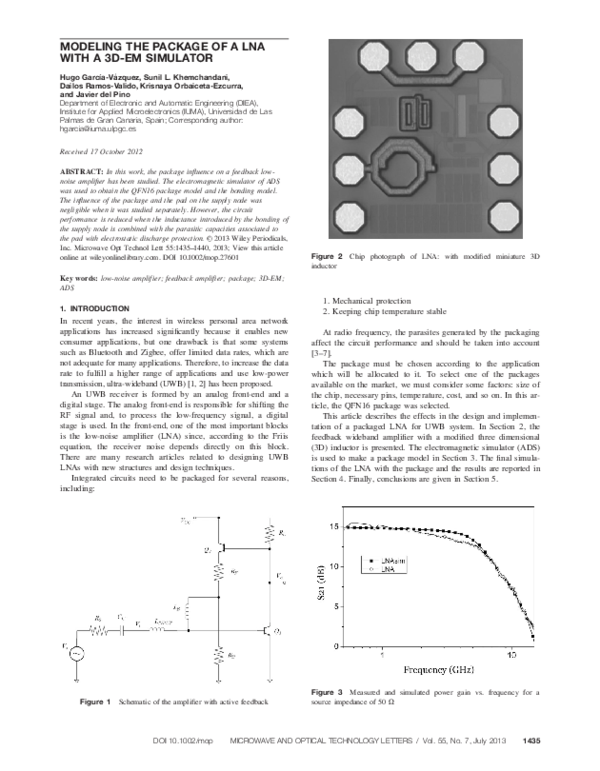 (PDF) Modeling the package of a LNA with a 3D-EM simulator