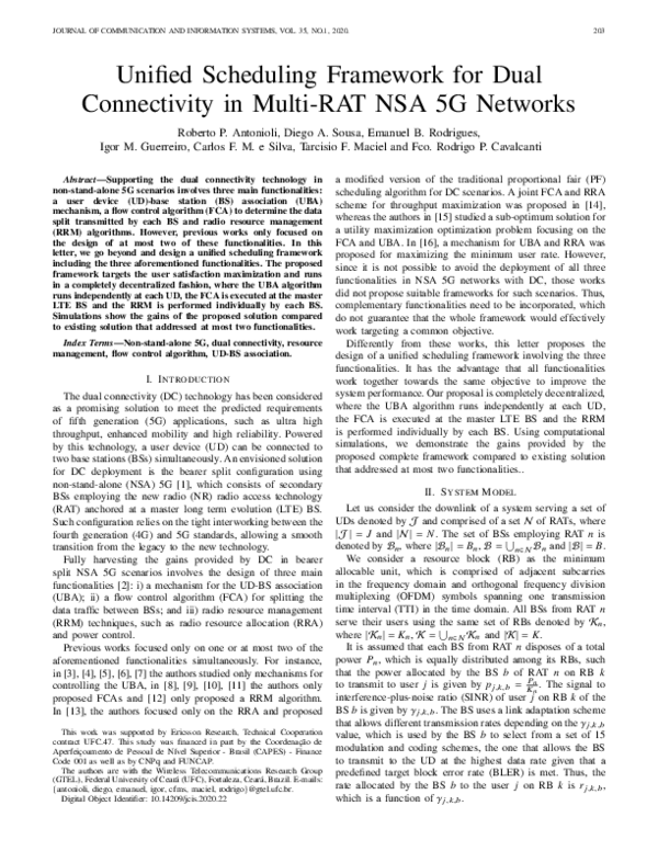 (PDF) Unified Scheduling Framework for Dual Connectivity in Multi-RAT NSA 5G Networks