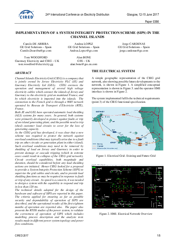 (PDF) Implementation of a system integrity protection scheme in the channel islands