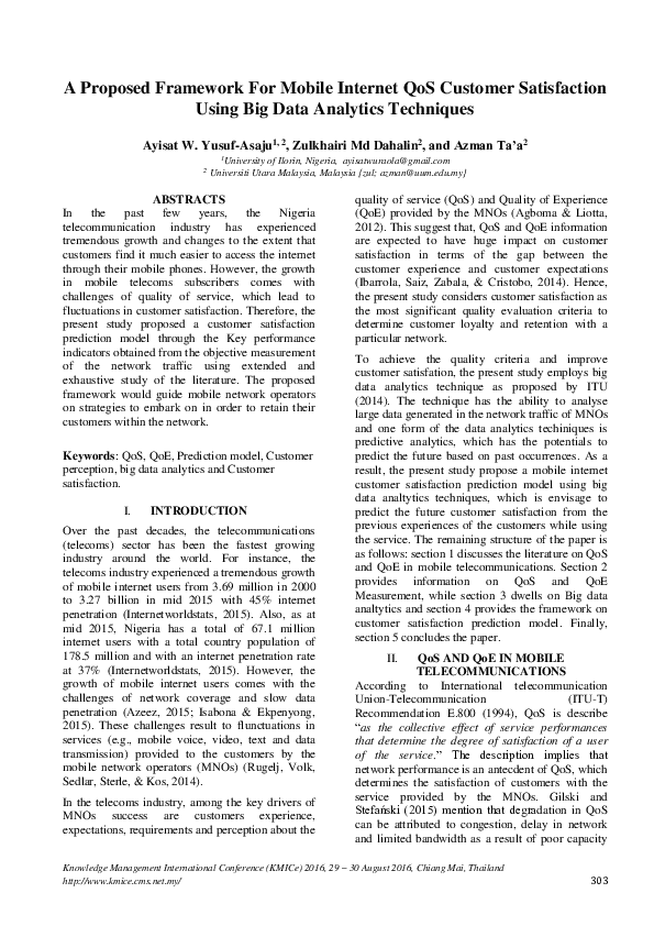 (PDF) A proposed framework for mobile Internet QoS customer ...