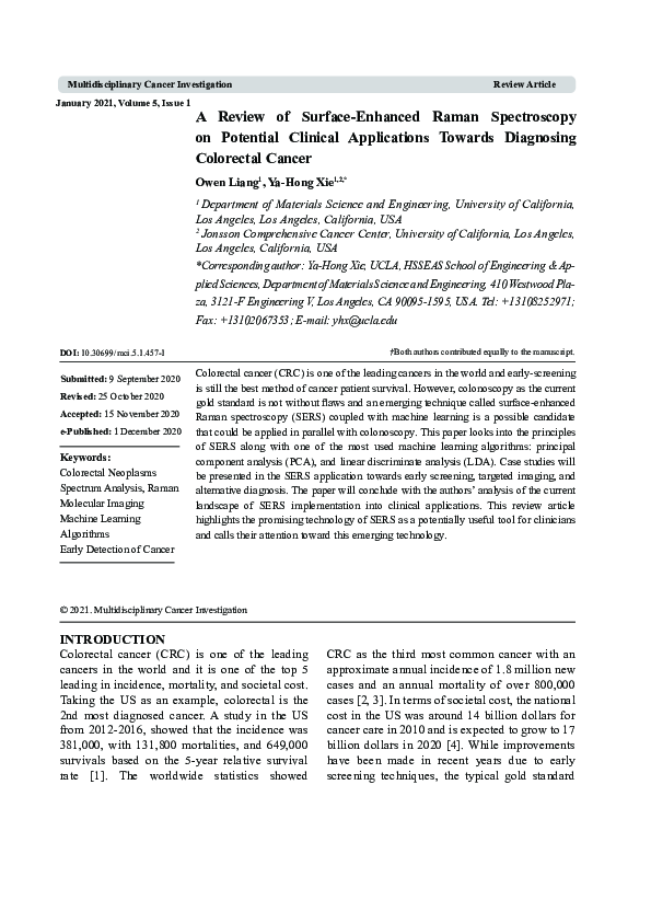 (PDF) A Review of Surface-Enhanced Raman Spectroscopy on Potential ...