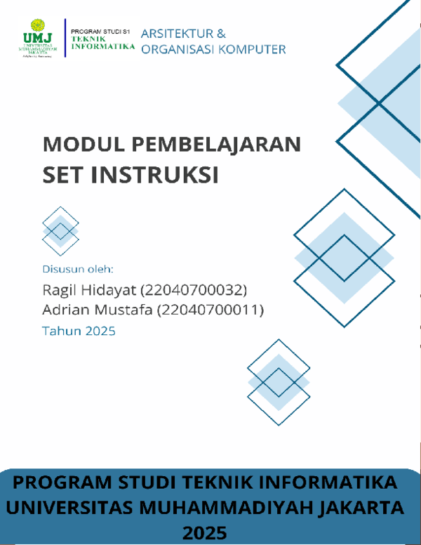 (PDF) MODUL ARSITEKTUR DAN ORGANISASI KOMPUTER SET INSTRUKSI (PDF) MODUL ARSITEKTUR DAN ORGANISASI KOMPUTER SET INSTRUKSI