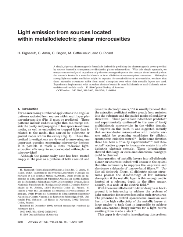 (PDF) Light emission from sources located within metallodielectric ...