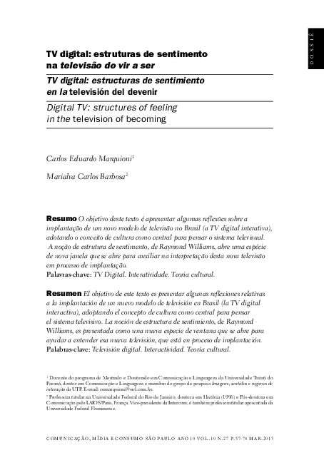 (PDF) Digital TV: structures of feeling in the television of becoming
