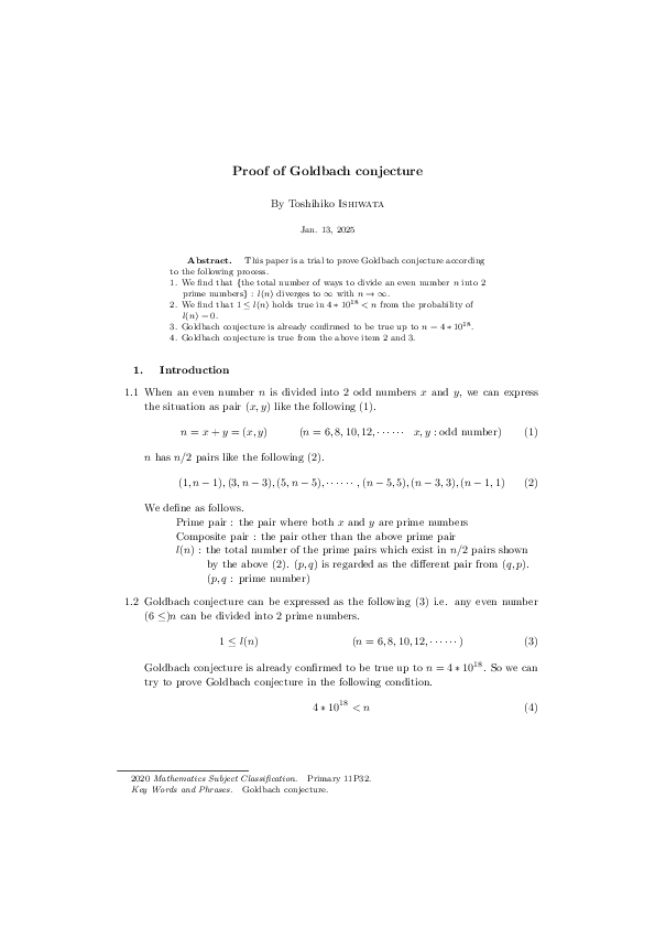 (PDF) Proof of Goldbach conjecture