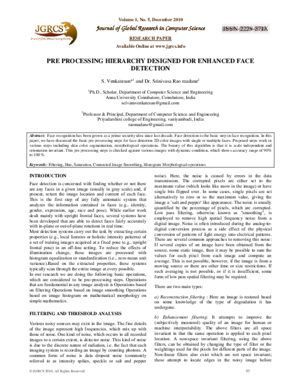 (PDF) Pre Processing Hierarchy Designed for Enhanced Face Detection